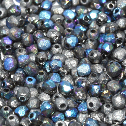 Czech Glass Beads - 3mm Fire Polish Bead - Crystal Etched Glittery ...